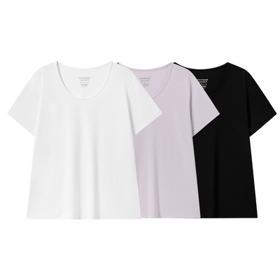 3件装舒雅女士莫代尔抑菌短袖