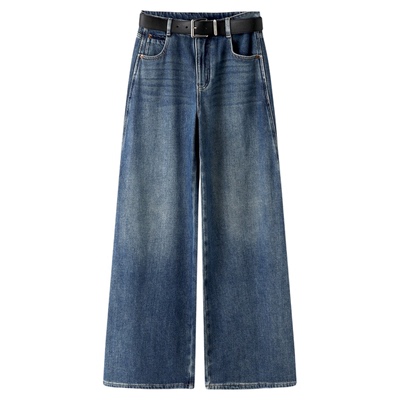 气质垂感高腰显瘦直筒牛仔裤