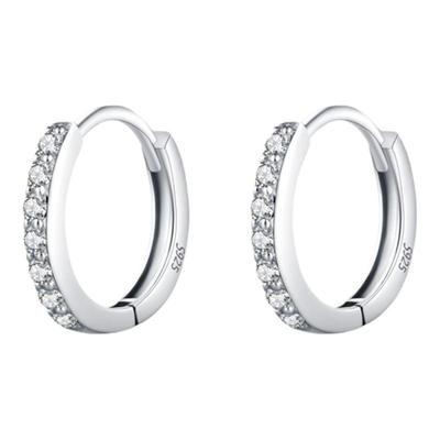 摩典莫桑钻925银排钻小众耳圈女