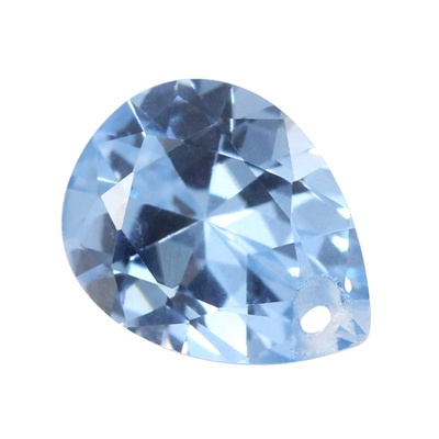 108梨形尖晶单孔裸石浅蓝色裸石