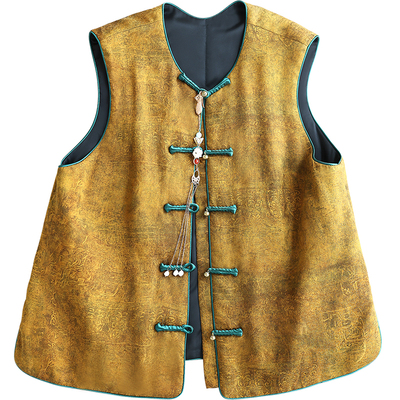 云澍花罗香云纱新中式印花马甲