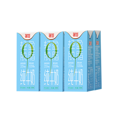 德亚脱脂纯牛奶200ml小瓶装