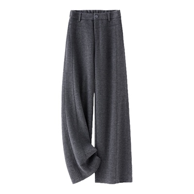 灰色羊绒九分阔腿裤女秋冬新款