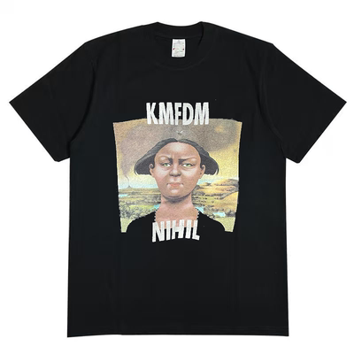 KMFDM乐队美式复古暗黑街头chic嘻哈下半身失踪潮牌宽松短袖T恤