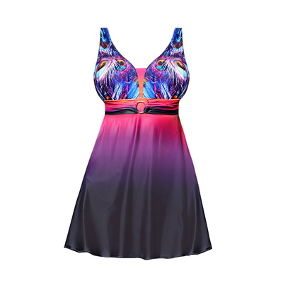 温泉紫色性感聚拢遮肚显瘦游泳衣