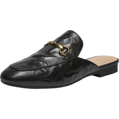 百思图夏季羊皮粗跟包头穆勒鞋