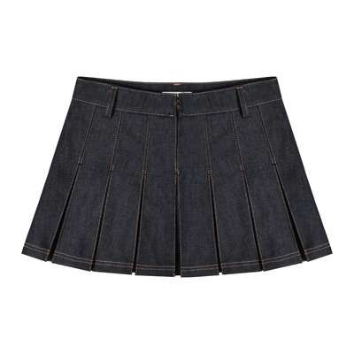 原色牛仔百褶半裙短裙