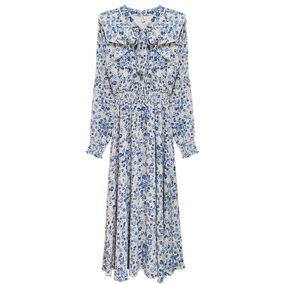 浅色新款穿搭超仙风茶歇连衣裙