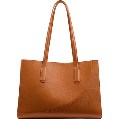 LK BENNETT棕色单肩手提包2025新款简约高端牛皮通勤大容量托特包