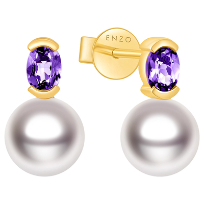 新款enzo18K金海水珍珠耳钉