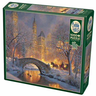 冬日中央公园进口拼图异形蓝卡