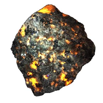 天然火焰荧光方钠石摆件