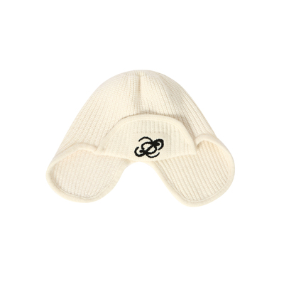 JAC FLEURANT秋冬新品白色刺绣LOGO保暖针织滑雪冷帽耳机帽