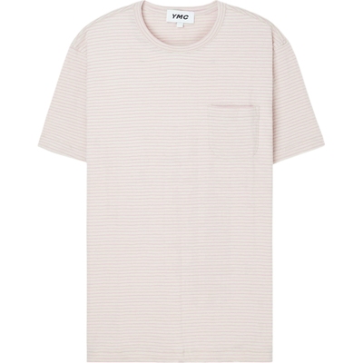 【折扣】YMC 休闲粉条纹圆领棉质平纹布T恤短袖男女同款
