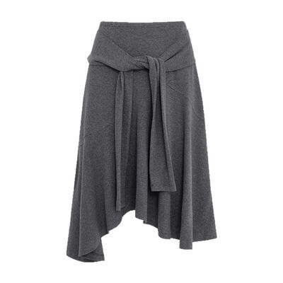 松弛感系袖杂灰色鱼尾半裙长裙