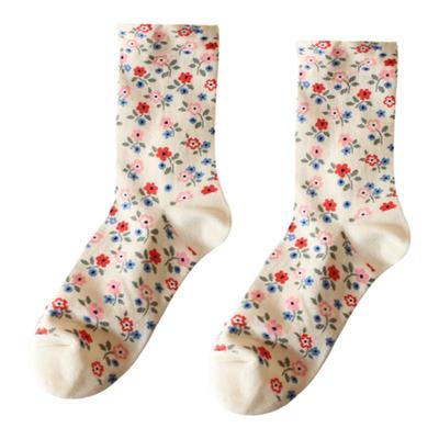 小碎花纯棉女生长袜子