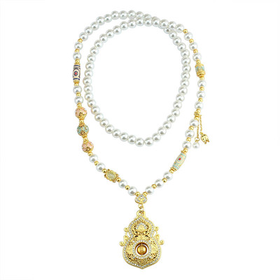 古法葫芦仿珍珠长款项链女新中式