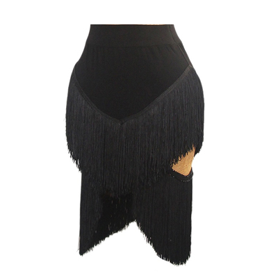 ZS双层镂空流苏 亮珠 拉丁舞裙半身舞蹈练习艺考跳舞女练功服L605