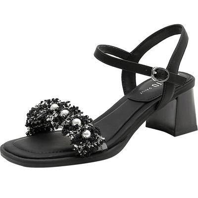 大东珍珠高跟pu材质优雅