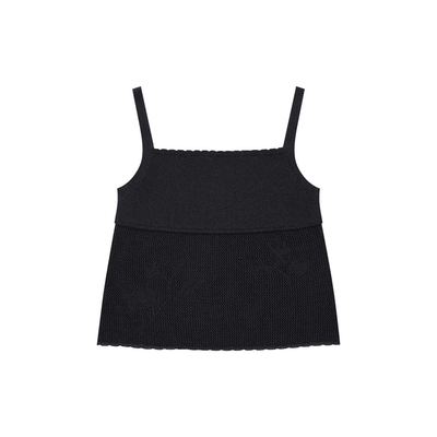 NUME黑色镂空图案拼接背心