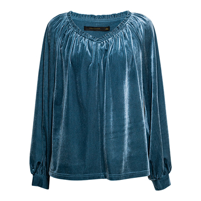 罗衣贵气感御姐丝绒纯色衬衫