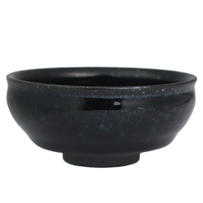 Lot.S1037孤品 | 乌金黑油滴束口型建盏主人杯  茶杯茶盏杯侘寂杯