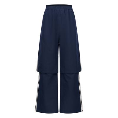 假两件双层撞色拼接宽松运动长裤