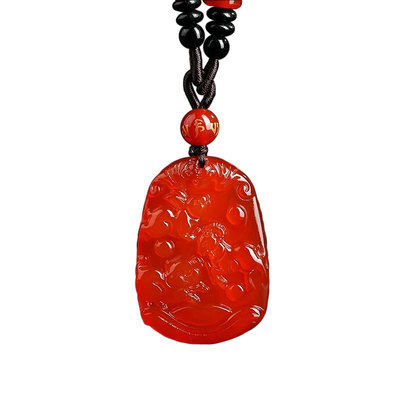 【已祝福】普陀山红玛瑙三合吊坠
