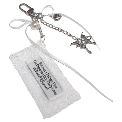 白色蕾丝珍珠手机包挂件钥匙扣