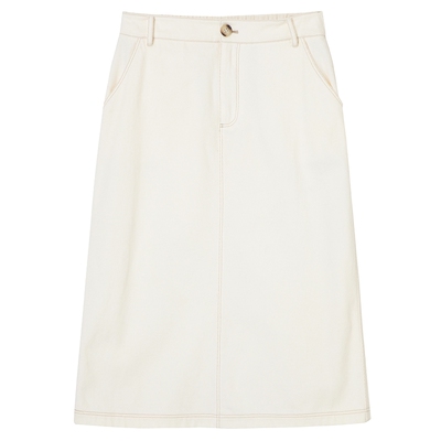 布景中长款高腰A字半身裙