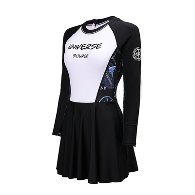 洲克高弹女士连体短袖裙式泳衣女