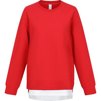 本来BENLAI女士假两件抓绒圆领卫衣春季新款上衣衫BNAW50001