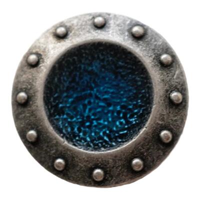 白镴色金属气泡边松石蓝树脂纽扣