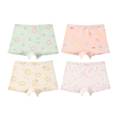 芬腾可安儿童内裤纯棉平角底裤女童卡通女宝宝A类抗菌不夹屁屁