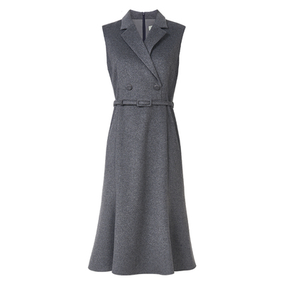 米思阳2025冬季新款通勤羊绒羊毛西装连衣裙修身收腰鱼尾裙女5161