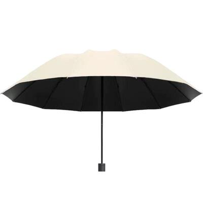 12骨手动折叠晴雨两用黑胶伞