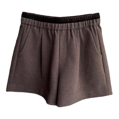 通勤百搭高腰显腿长毛呢短裤