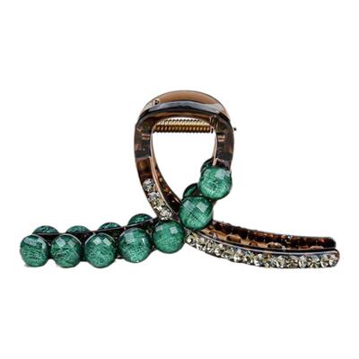 古绿色珠珠发夹女后脑勺半扎发抓