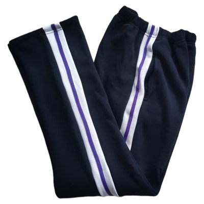 校服裤子藏蓝宽白深紫杠