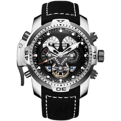 瑞夫泰格多功能强夜光真皮手表