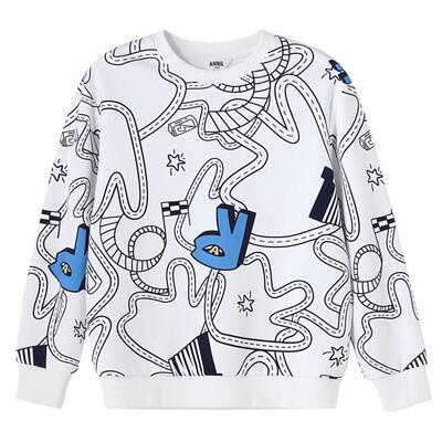 【商场同款】安奈儿童装男童卫衣秋印花休闲弹力AB411512