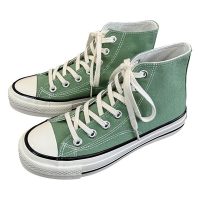 薄荷绿港风休闲男女情侣款帆布鞋