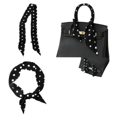 黑白波点包包手柄缠带脖子小丝巾