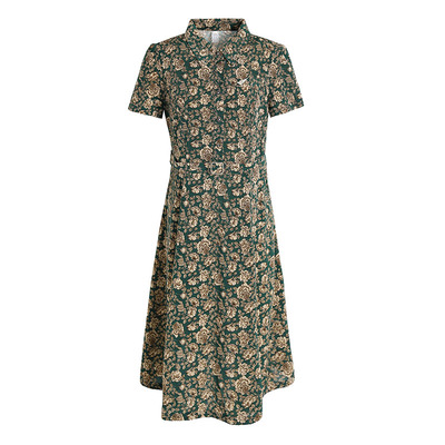 妈妈夏装短袖小碎花连衣裙