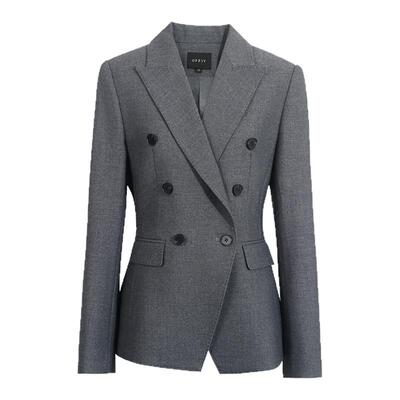 OFFIY灰色羊毛西装裤子半裙套装