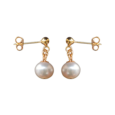 14K包金天然珍珠小风吹耳环耳钉