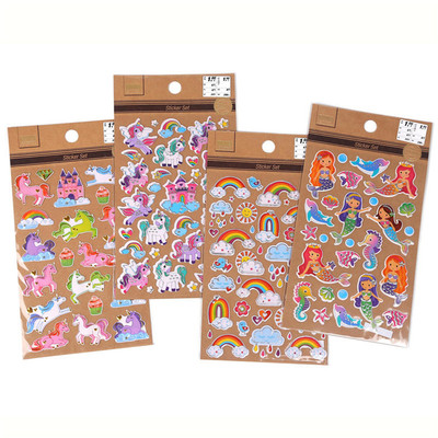 现货德国KIK美人鱼独角兽飞马彩虹儿童卡通立体不干胶奖品PVC贴纸