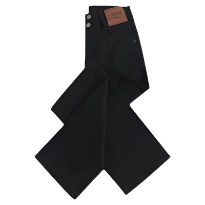 KPP真维斯女装黑色直筒牛仔裤春季2026新款高腰窄版小个子烟管裤