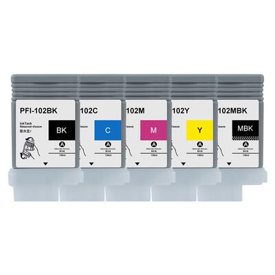 PFI-102BK彩色墨盒通用佳能iPF605宽幅610绘图仪打印机墨水盒720粗面黑色mbk墨合750喷绘颜料755磨合耗材油墨
