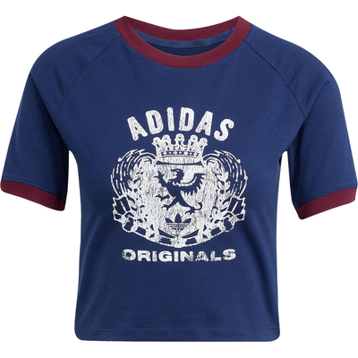 Adidas/阿迪达斯正品三叶草女士圆领复古修身短袖T恤JW6033